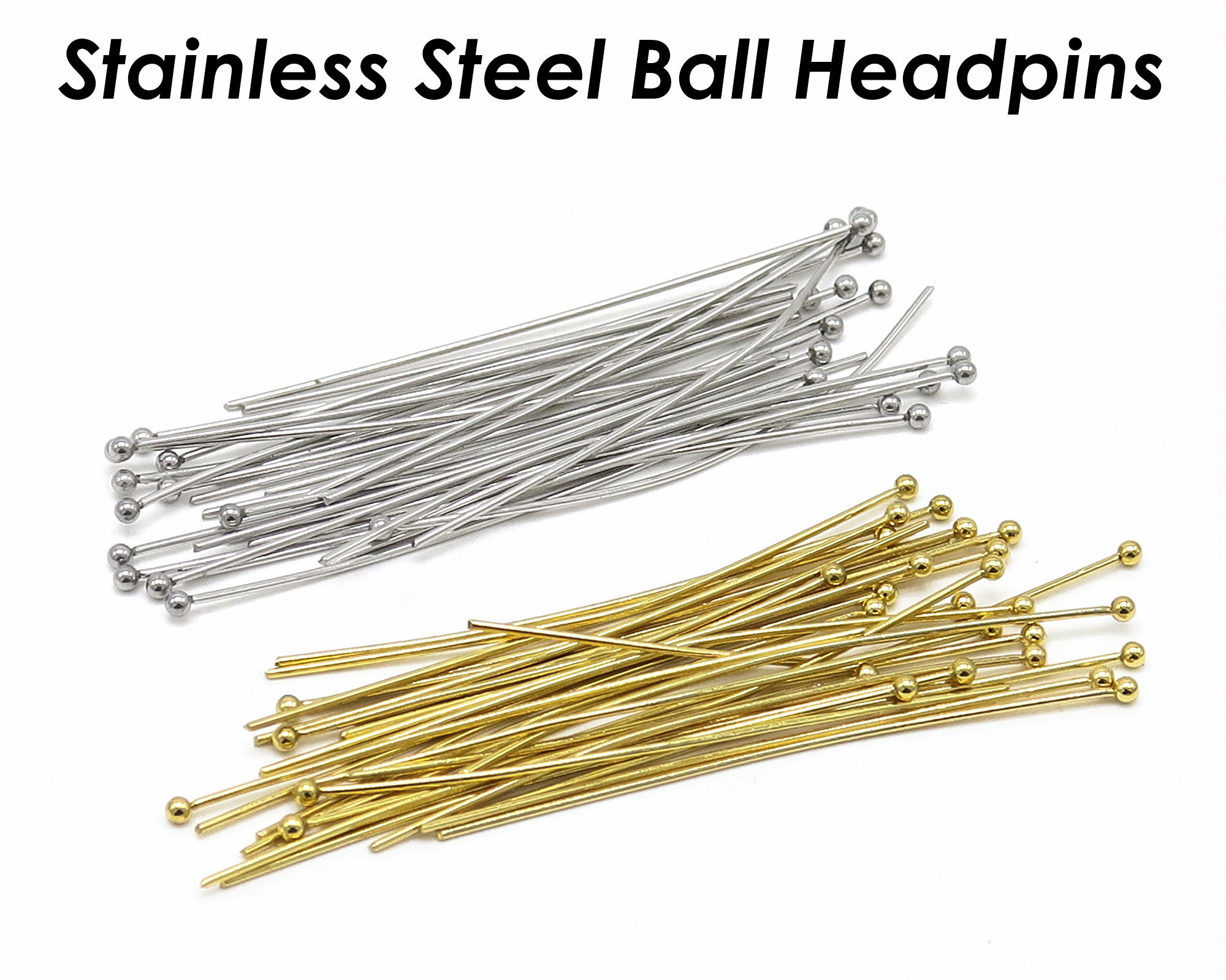 100 - 20/30/40/50mm Ball Headpins Stainless Steel Ball Head Pin 21 24 ...