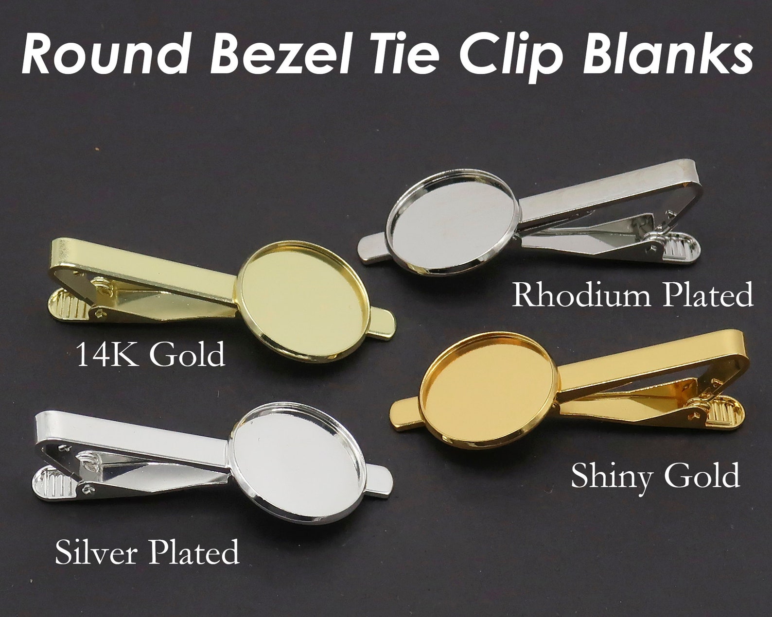 Tie Clip Bezel Blanks, 20mm Round Tie Clip Bezel for Custom Jewelry ...