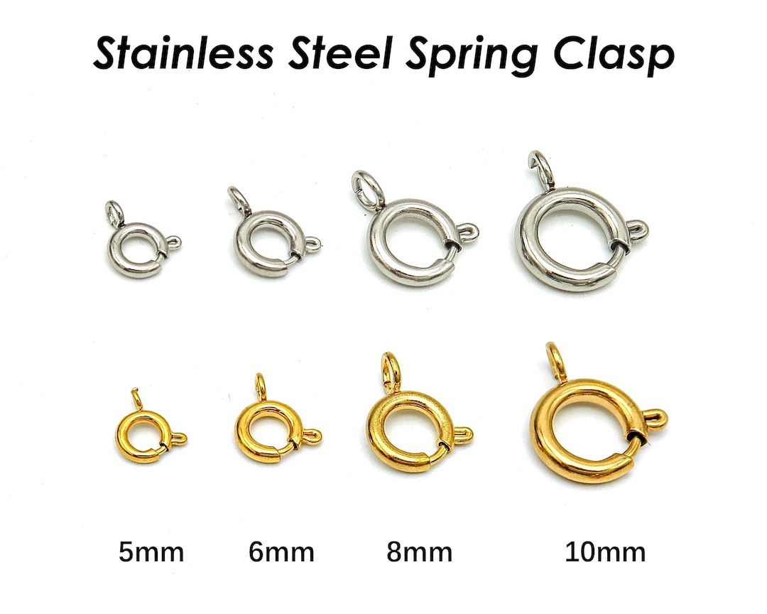 Stainless Steel Spring Ring Clasp Gold Silver Bulk Roud Clasp Findings ...