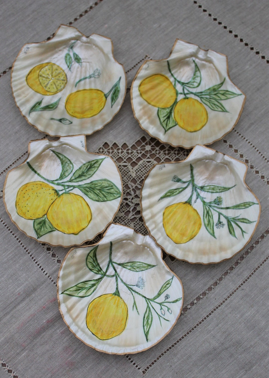 Hand-painted Coastal Decor Scallop Seashell Ring Dish With - Etsy