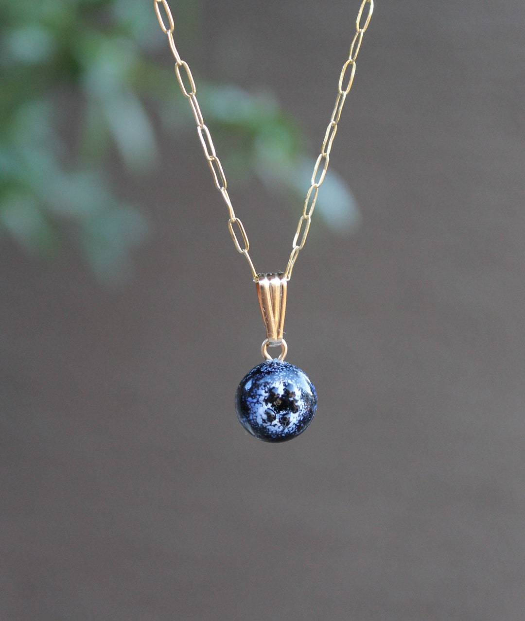 Handmade Glass Blueberry Necklace: Sterling Silver or Gold Filled Charm ...