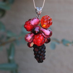 Handmade Glass Fruit Berry Cluster Pendant - Glass Pomegranate Seeds ...