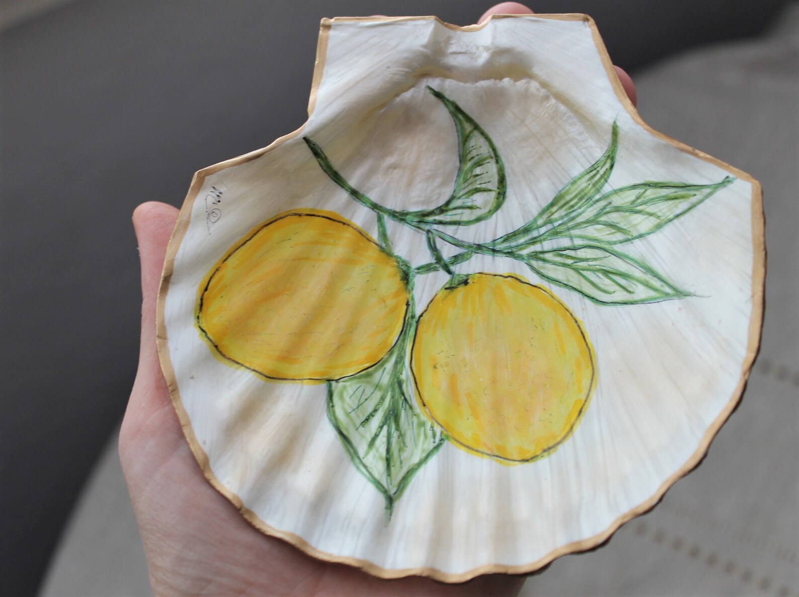 Hand-painted Coastal Decor Scallop Seashell Ring Dish With | Etsy