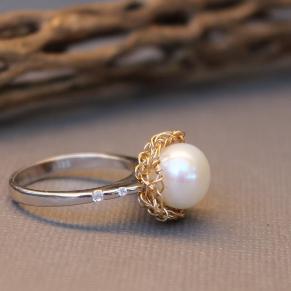 Modern Pearl Ring - Etsy