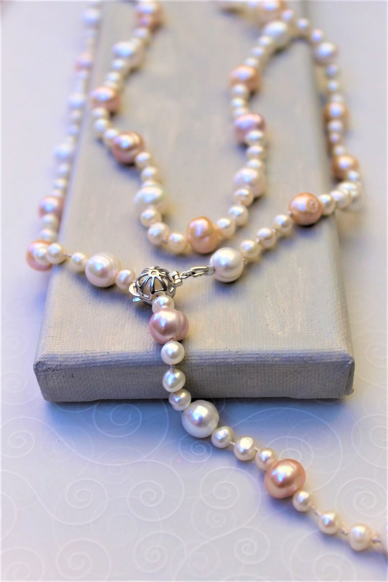 Freshwater Pearl Hand-knotted Adjustable Necklace 39 inches | Etsy