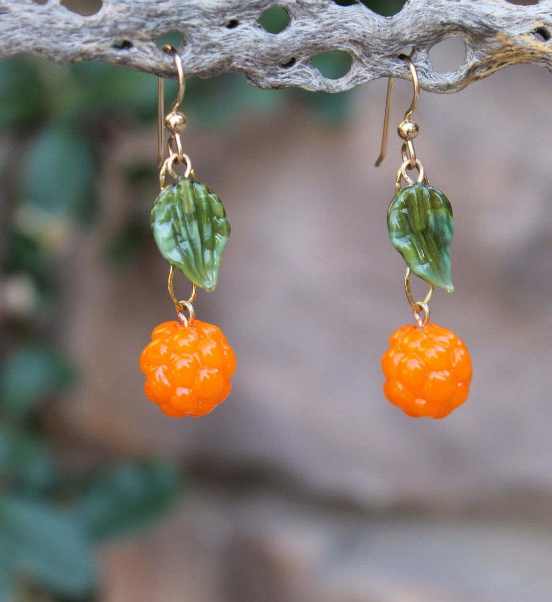 Life Size Glass Cloud Berry Earrings in Gold Filled - Etsy