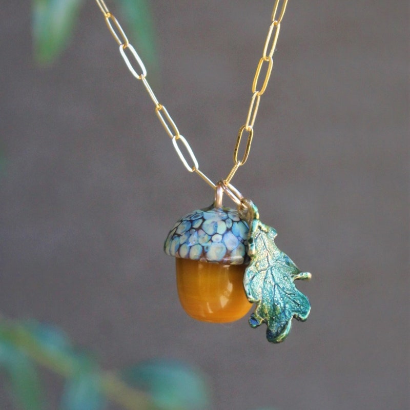 Lampwork Acorn Necklace - Etsy