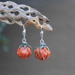 Glass Clover Flower Earrings in Sterling Silver Hand-blown Murano Glass ...