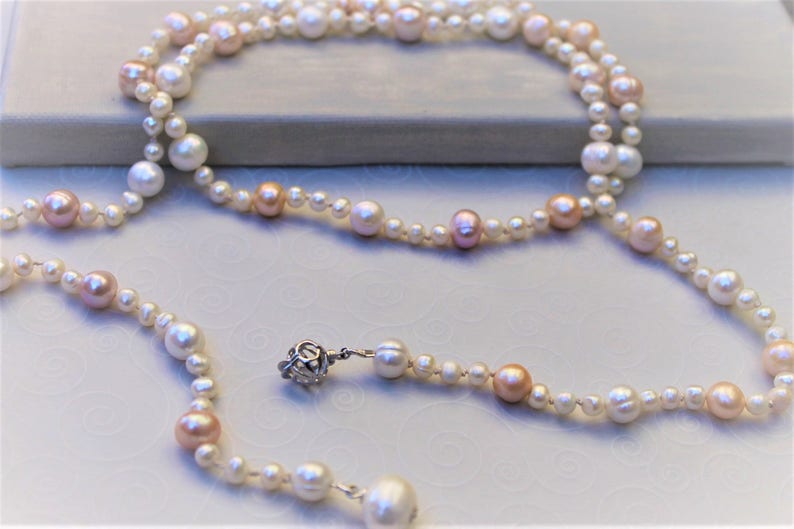 Freshwater Pearl Hand-knotted Adjustable Necklace 39 inches | Etsy