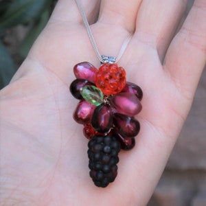 Handmade Glass Fruit Berry Cluster Pendant - Glass Pomegranate Seeds ...