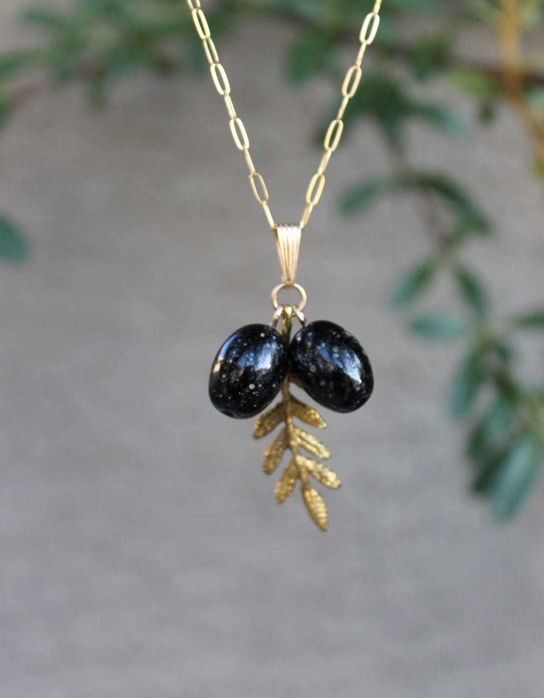 Gold Filled Olive Branch Necklace: Hand-blown Glass Olive Charm - Etsy