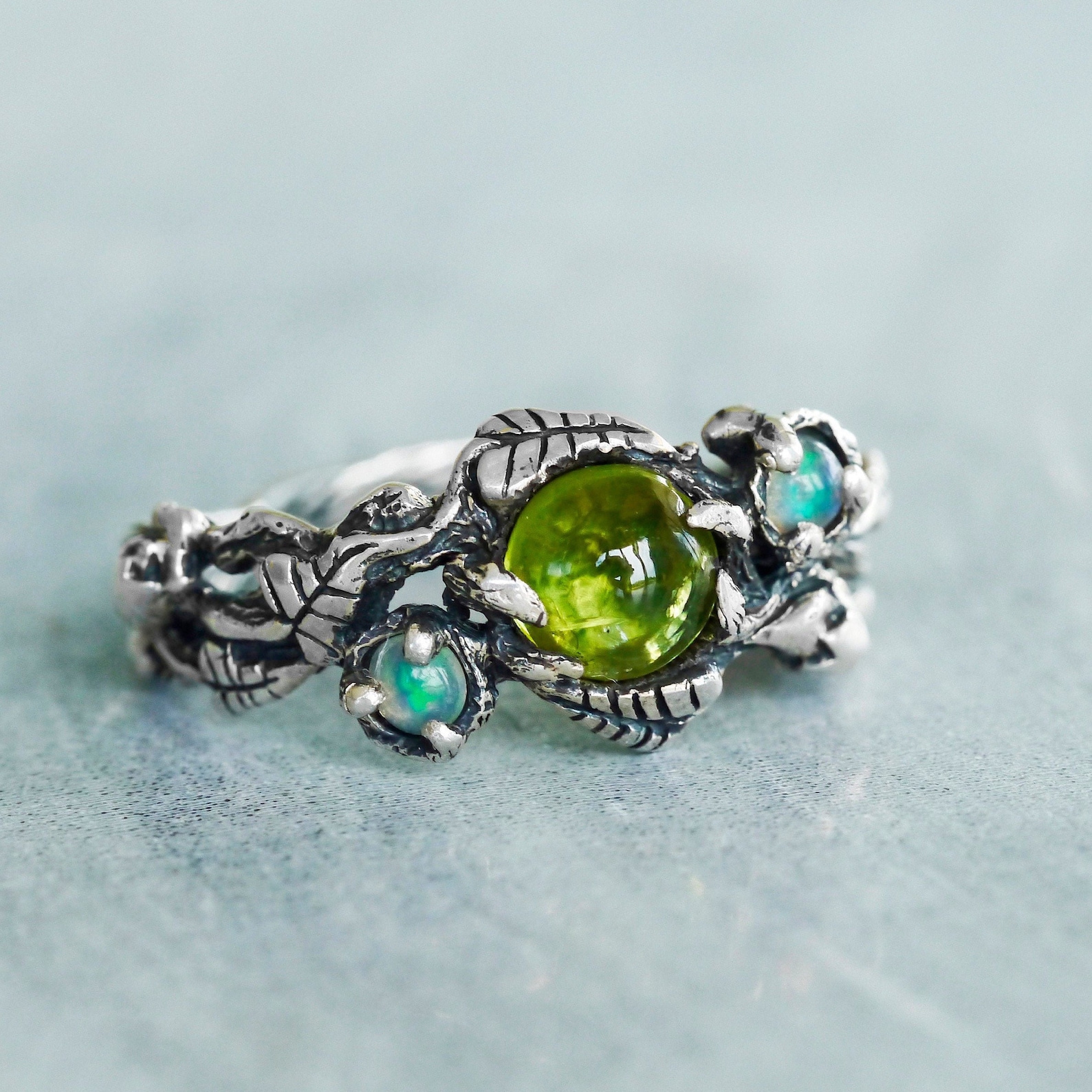 Opal and Peridot Ring angie Opal Engagement Ring - Etsy