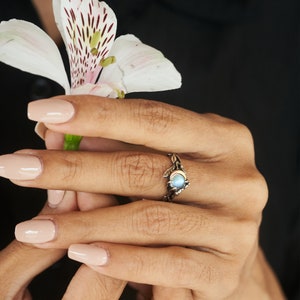 Rose Gold Moon Ring “luna” | Silver Moonstone Moon Ring | Moon ...