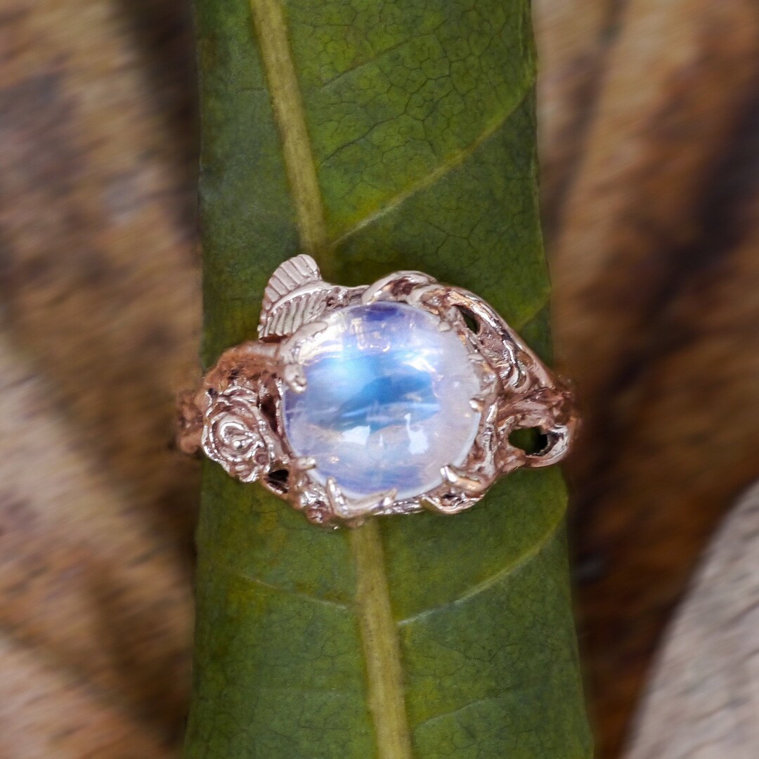 Rose Gold Moonstone Engagement Ring "cleo" | Pure Rose Gold Cottagecore ...