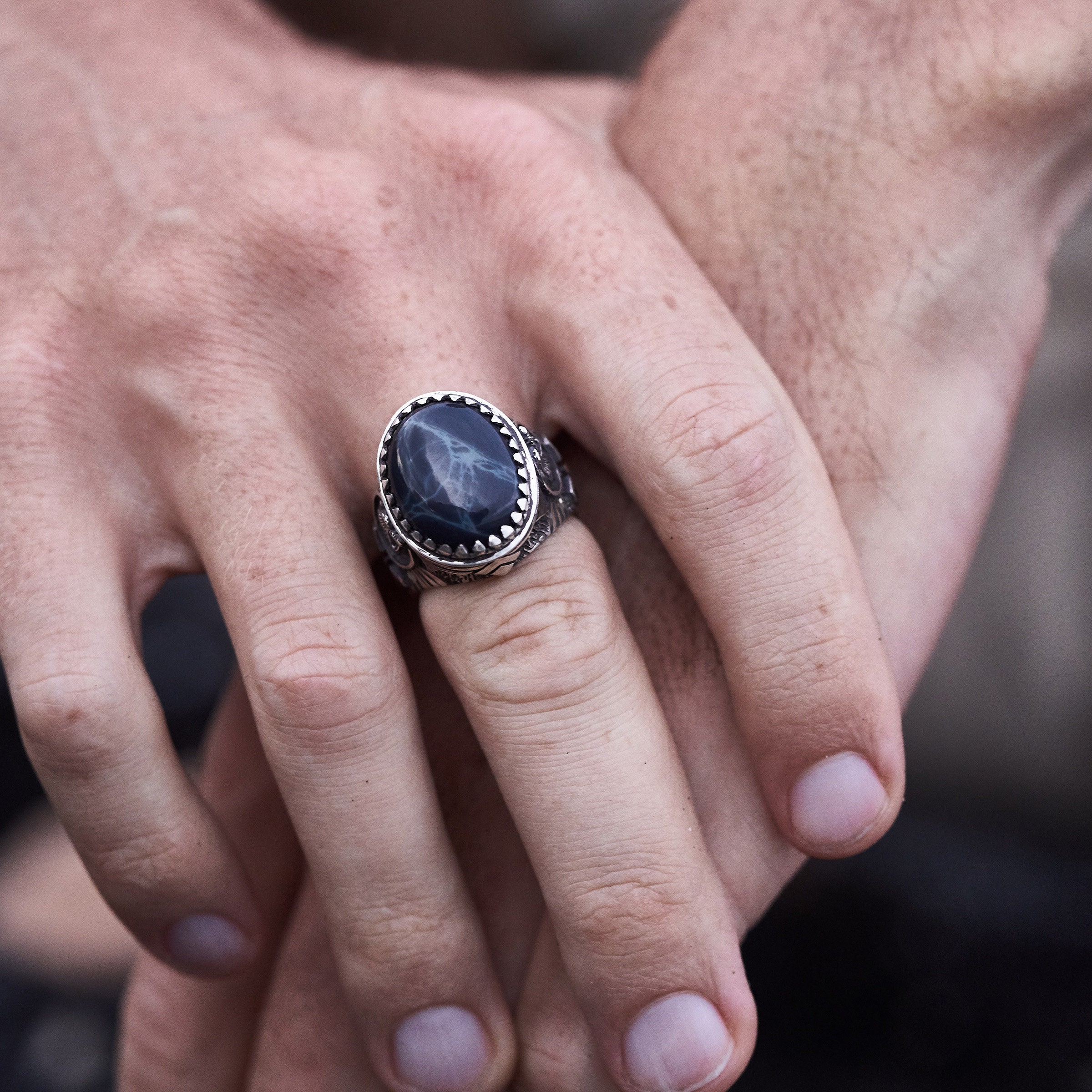Mens Ring "bear" | Bear Ring | Bear Jewelry | Jasper Ring | Animal Ring ...