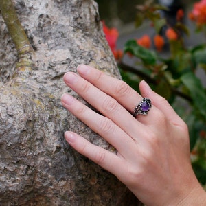 Amethyst Ring "fay" | Amethyst Engagement Ring | Flower Ring | Antique ...