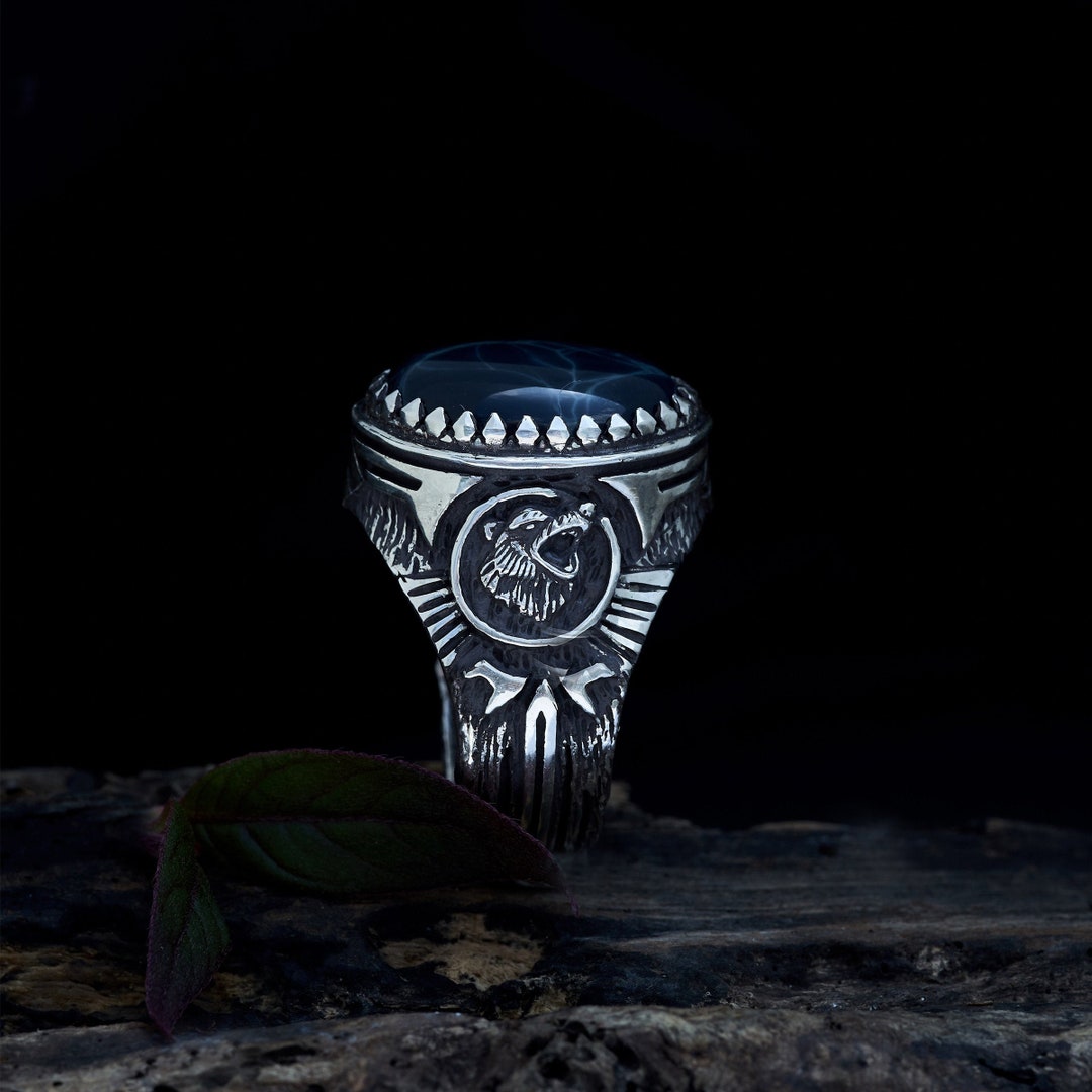 Mens Ring "bear" | Bear Ring | Bear Jewelry | Jasper Ring | Animal Ring ...