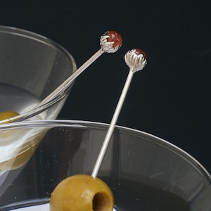 Sterling Silver Martini Cocktail Picks Set of 2 | Gemstone Cocktail ...
