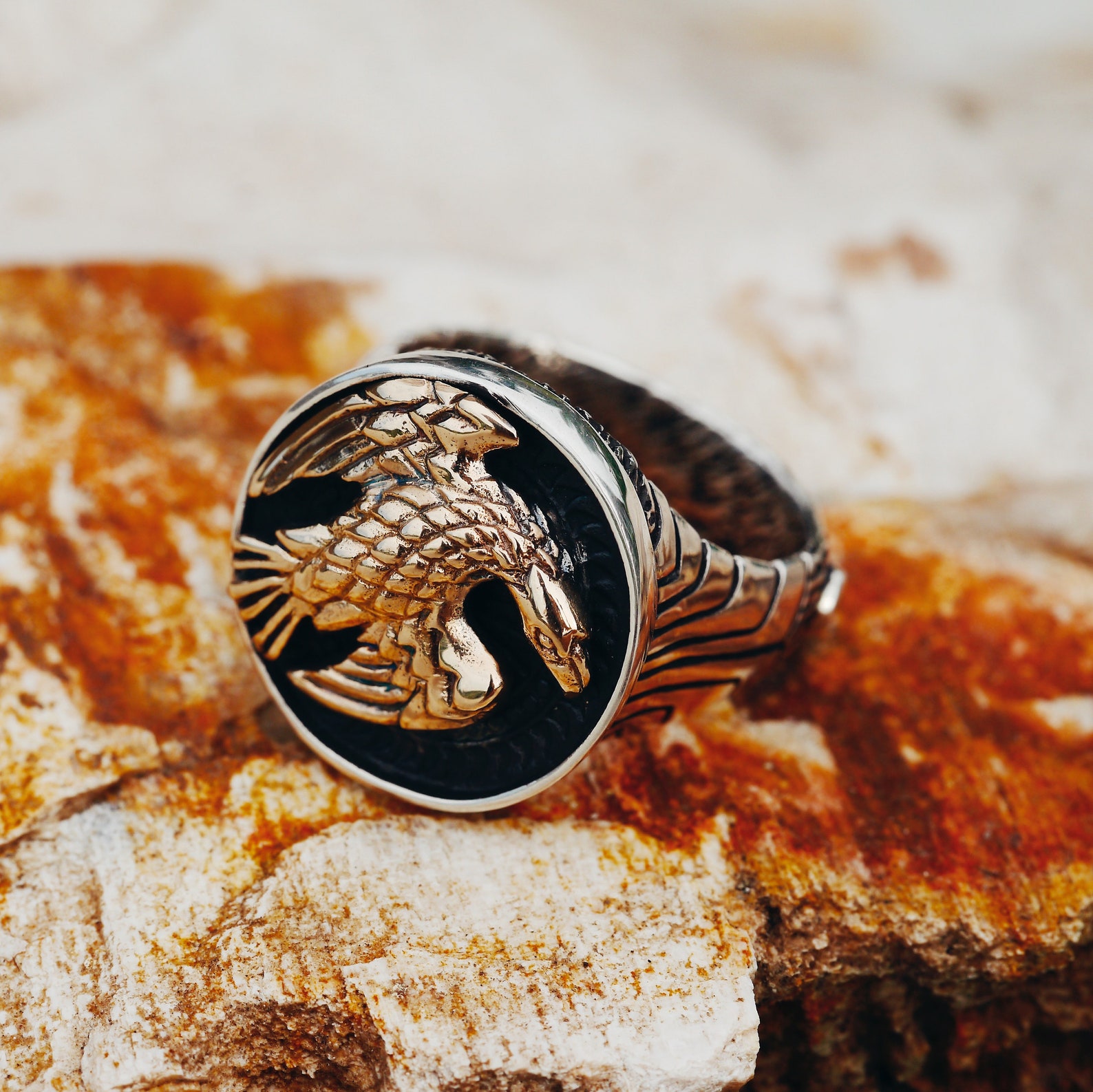 Eagle Ring Prometheus Signet Ring Statement ring Mens | Etsy