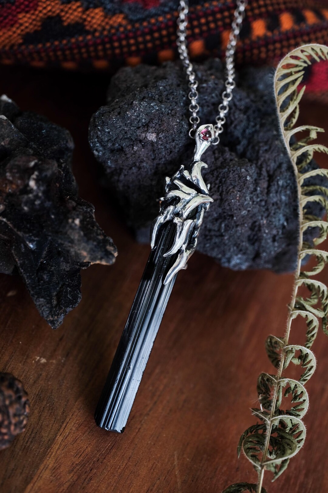 Large Black Tourmaline Pendant | Protection Amulet Gothic Crystal ...