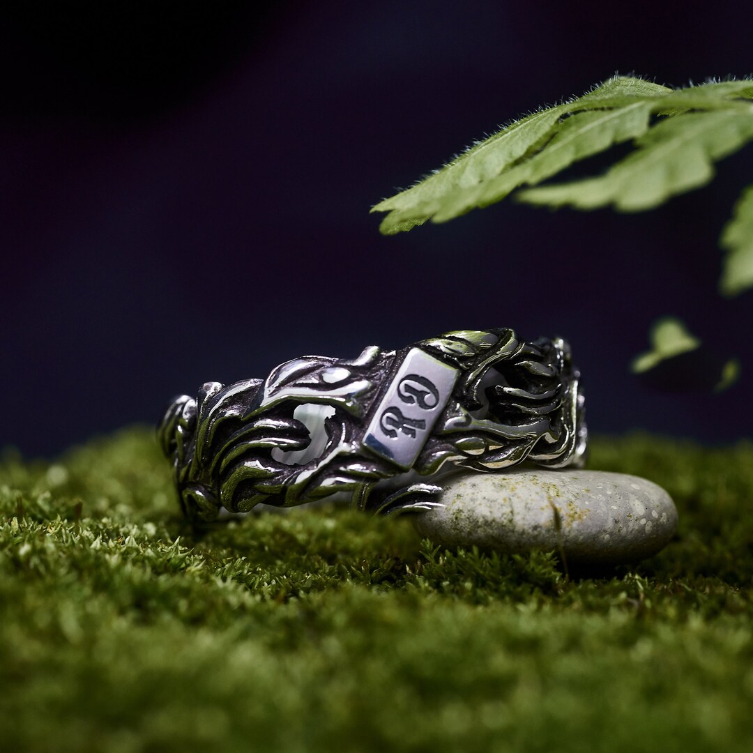 Mens Engraved Ring PATH | Boho Anniversary Ring | Personalized Mens ...