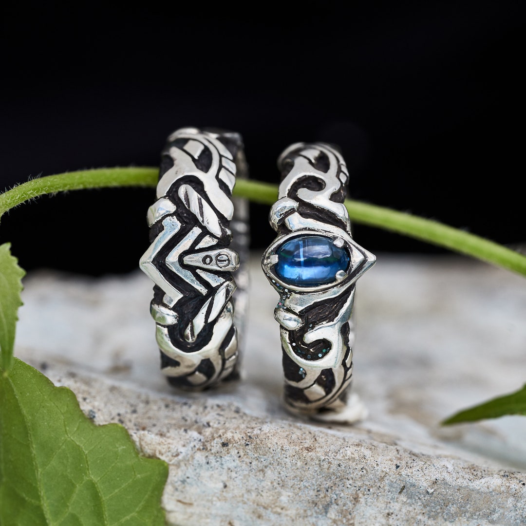 Couple Rings Set "alaya" | Kyanite Ring | Engagement Ring Set | Wedding Jewelry | Kyanite ...