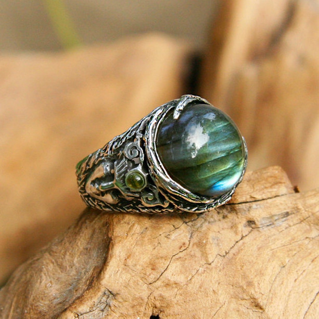 Labradorite Ring for Women "aurora" | Vintage Gemstone Statement Ring ...