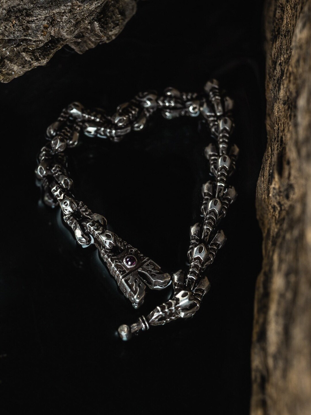 Silver Alien Bracelet “space Invaders” | Statement Mens Bracelet | Punk ...