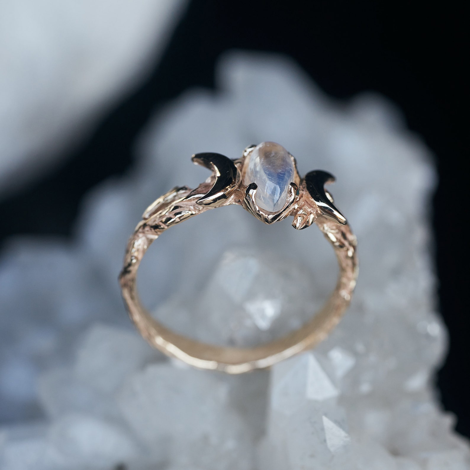 Moon Ring soma Yellow Gold Ring Gold Moon Engagement - Etsy