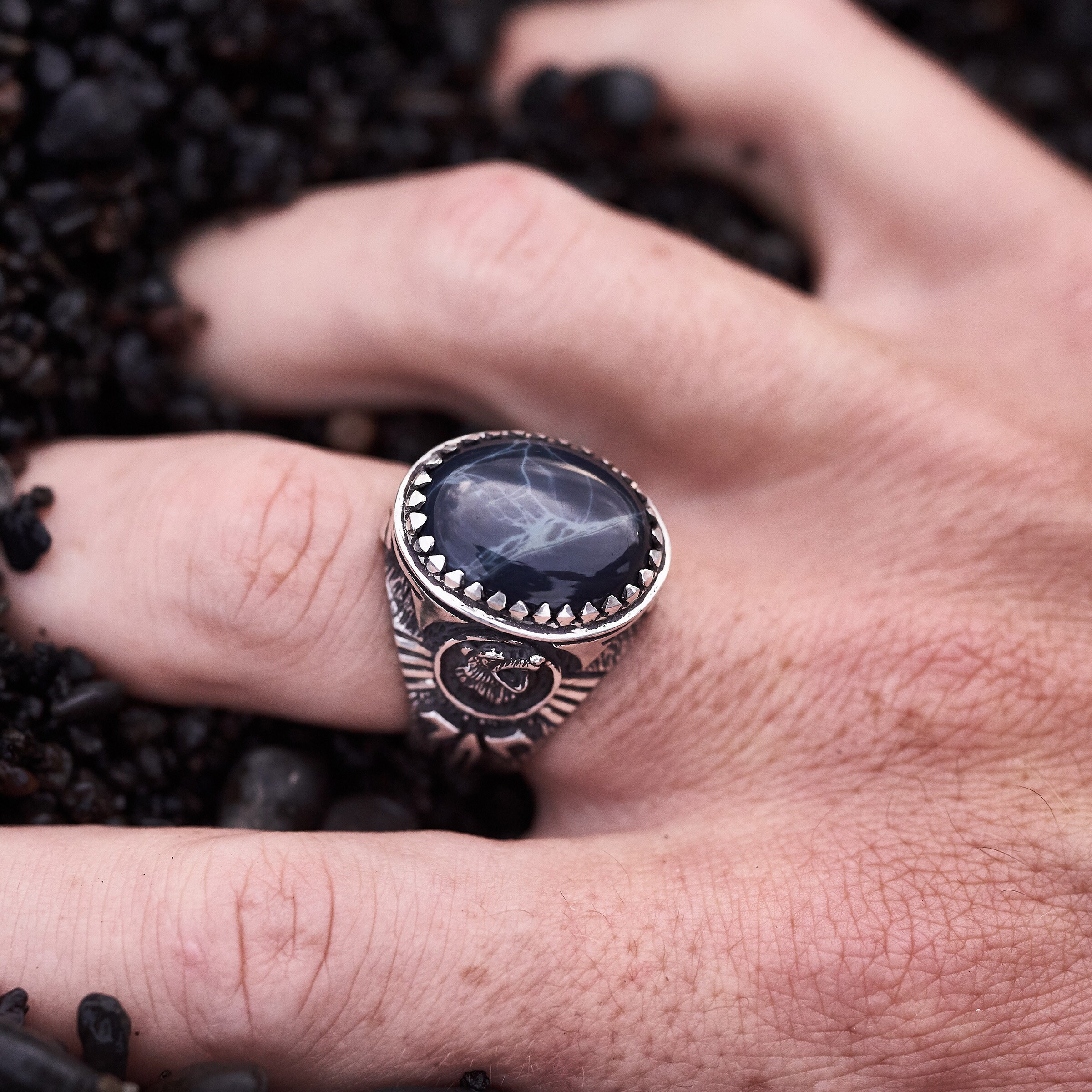 Mens Ring "bear" | Bear Ring | Bear Jewelry | Jasper Ring | Animal Ring ...