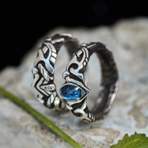 Couple Rings Set "alaya" | Kyanite Ring | Engagement Ring Set | Wedding Jewelry | Kyanite ...