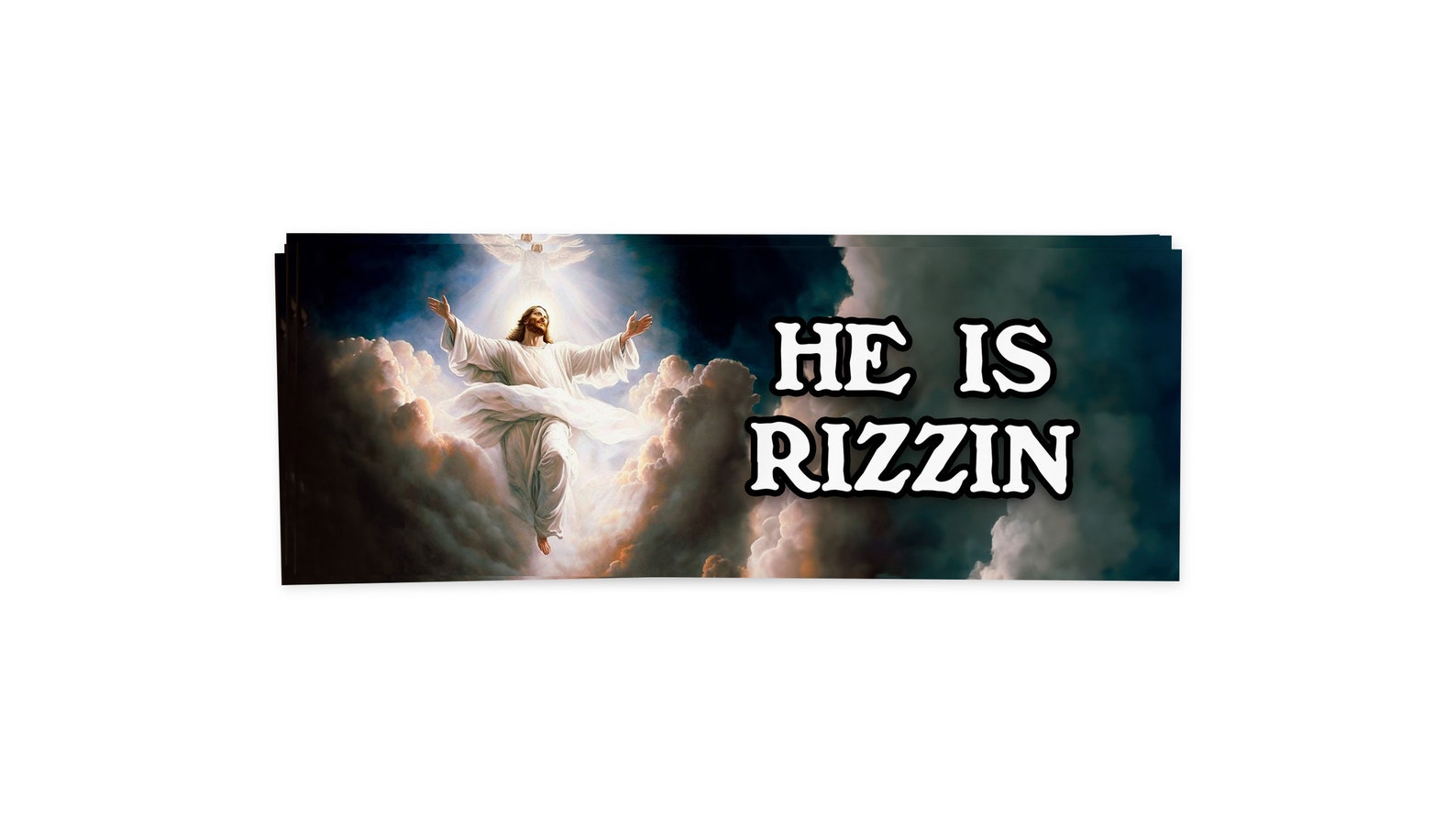 He is Rizzin Funny Pride Jesus Rizz Meme Bumper Sticker, Rizzed up Joke ...