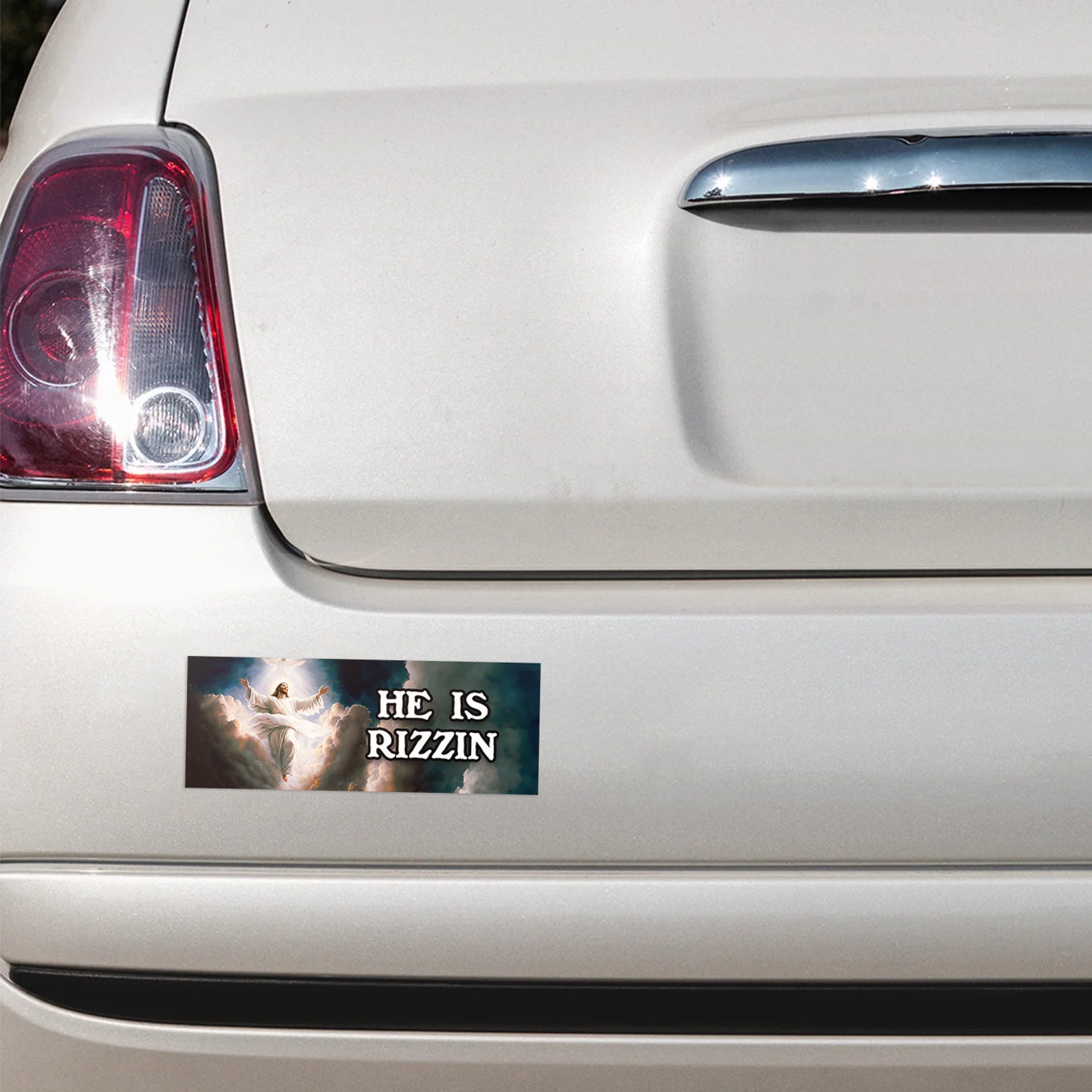 He is Rizzin Funny Pride Jesus Rizz Meme Bumper Sticker, Rizzed up Joke ...