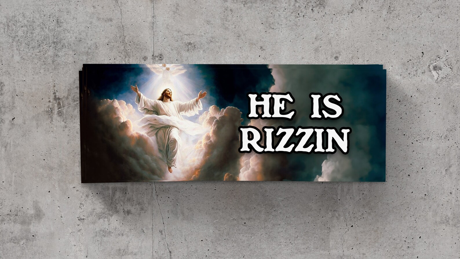 He is Rizzin Funny Pride Jesus Rizz Meme Bumper Sticker, Rizzed up Joke ...