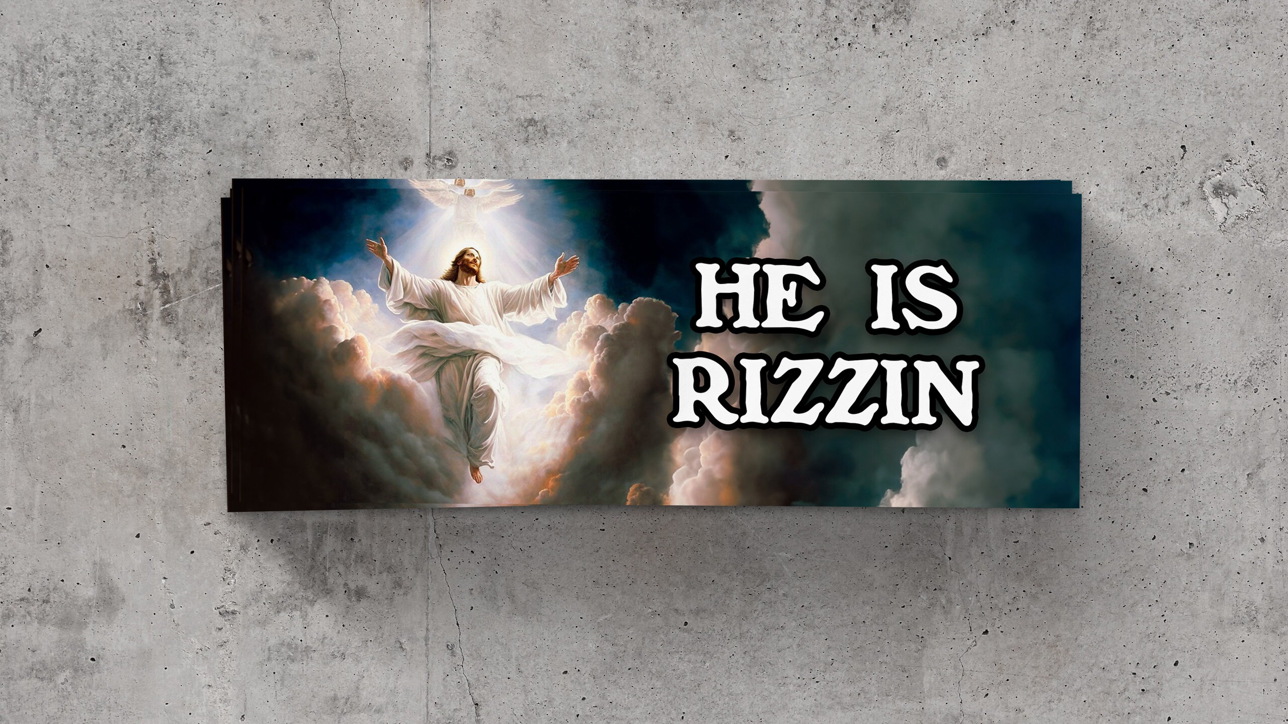 He is Rizzin Funny Pride Jesus Rizz Meme Bumper Sticker, Rizzed up Joke ...