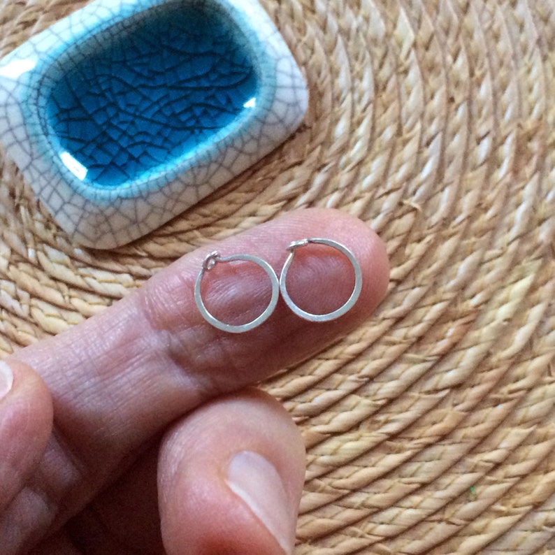 Tiny Silver Hoops 10mm Small Sterling Silver Hammered Hoop Earrings ...