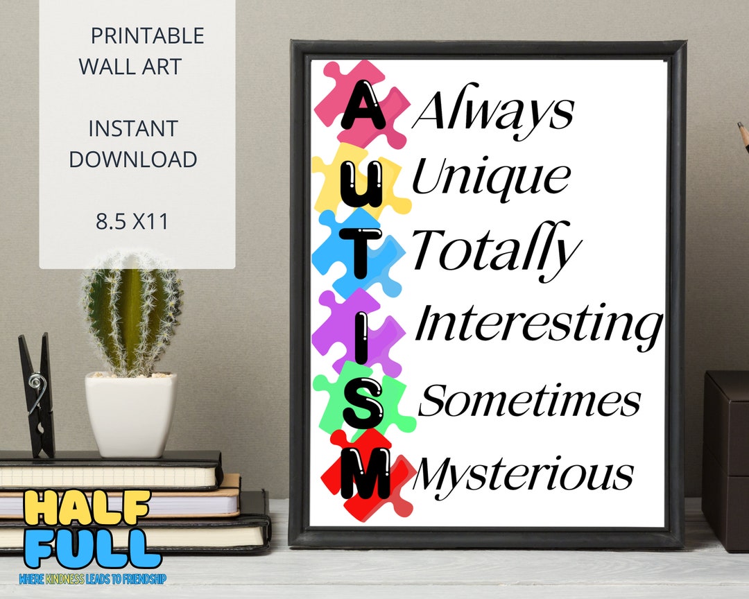 Autism Meaning, Autism Definition Poster Chart Therapy Office Decor ...