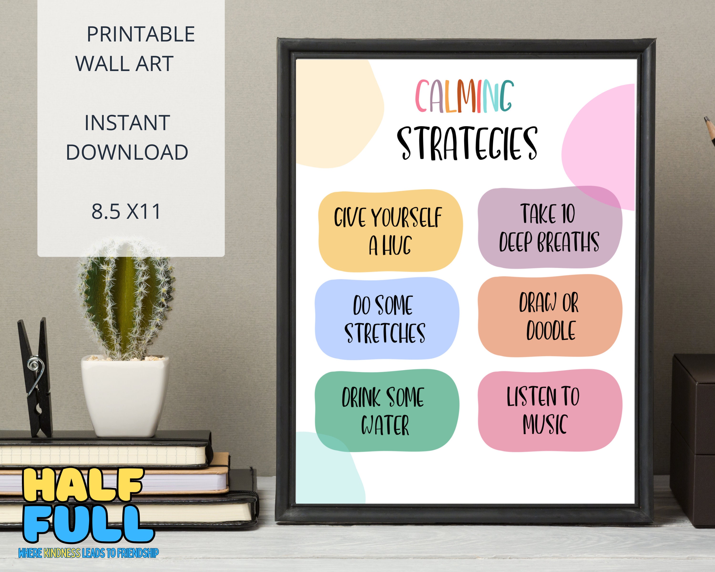 Calming Corner Strategies Poster Chart Therapy Office Decor Print ADHD ...