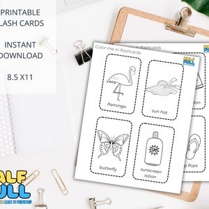 Color Me in Summer Flash Cards Montessori Flashcards Pre-school Cards ...