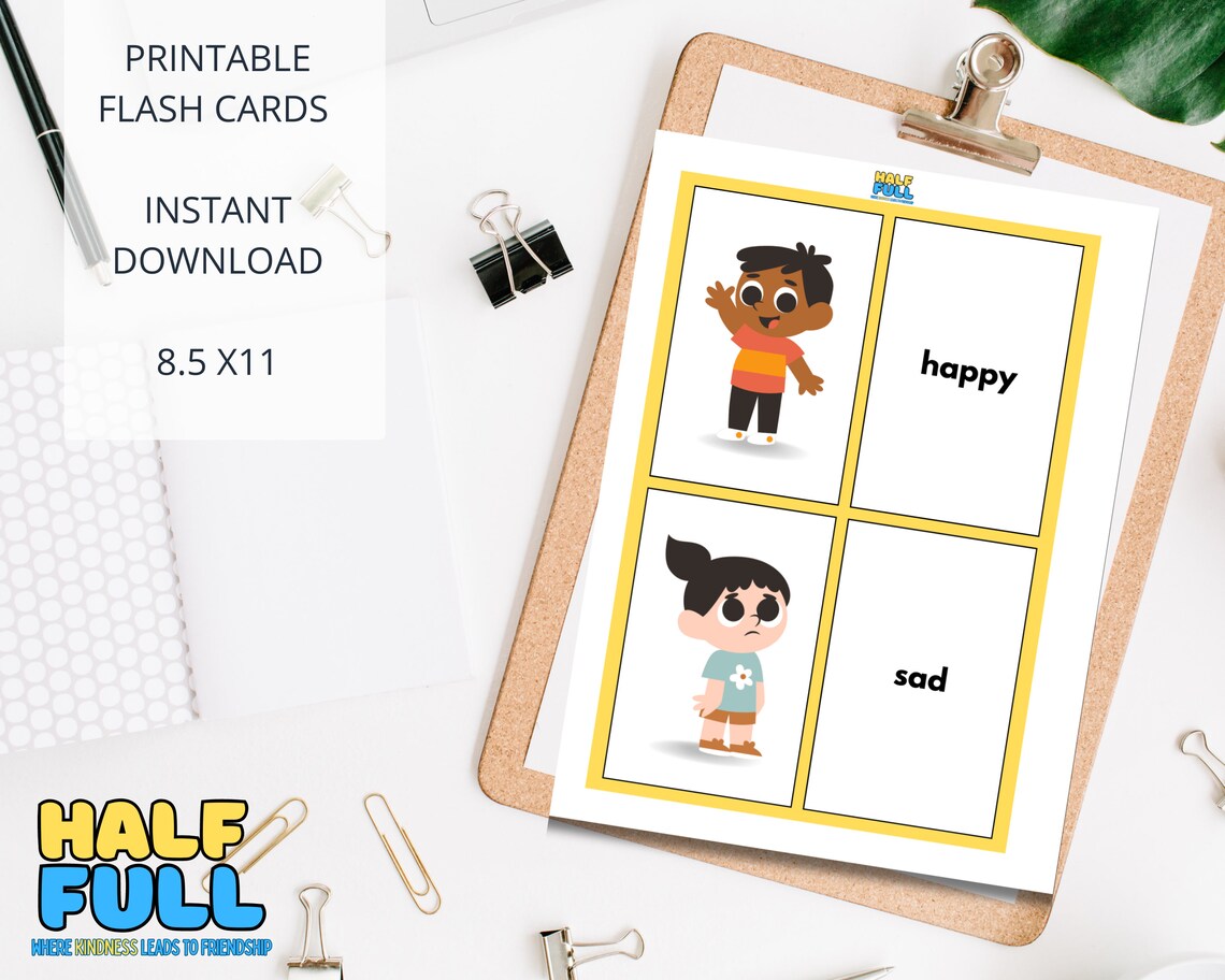 Feelings Flash Cards, Emotions Chart, Montessori Materials, Homeschool ...