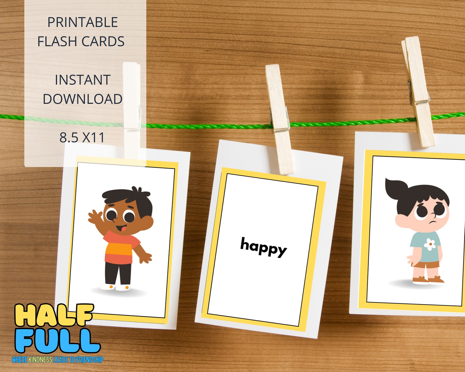 Feelings Flash Cards, Emotions Chart, Montessori Materials, Homeschool ...