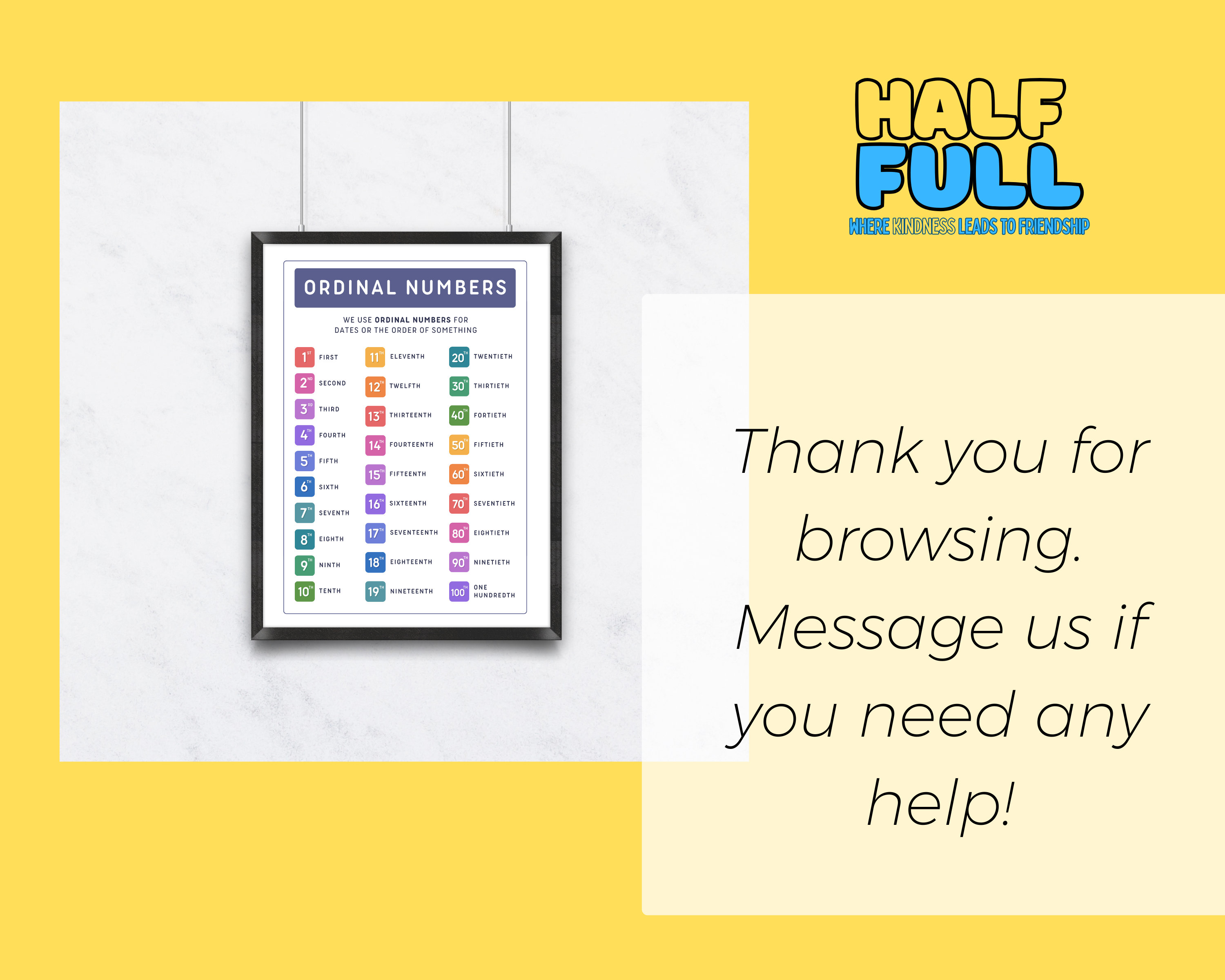 CARDINAL and ORDINAL NUMBERS, Educational Poster for Kids, Math ...