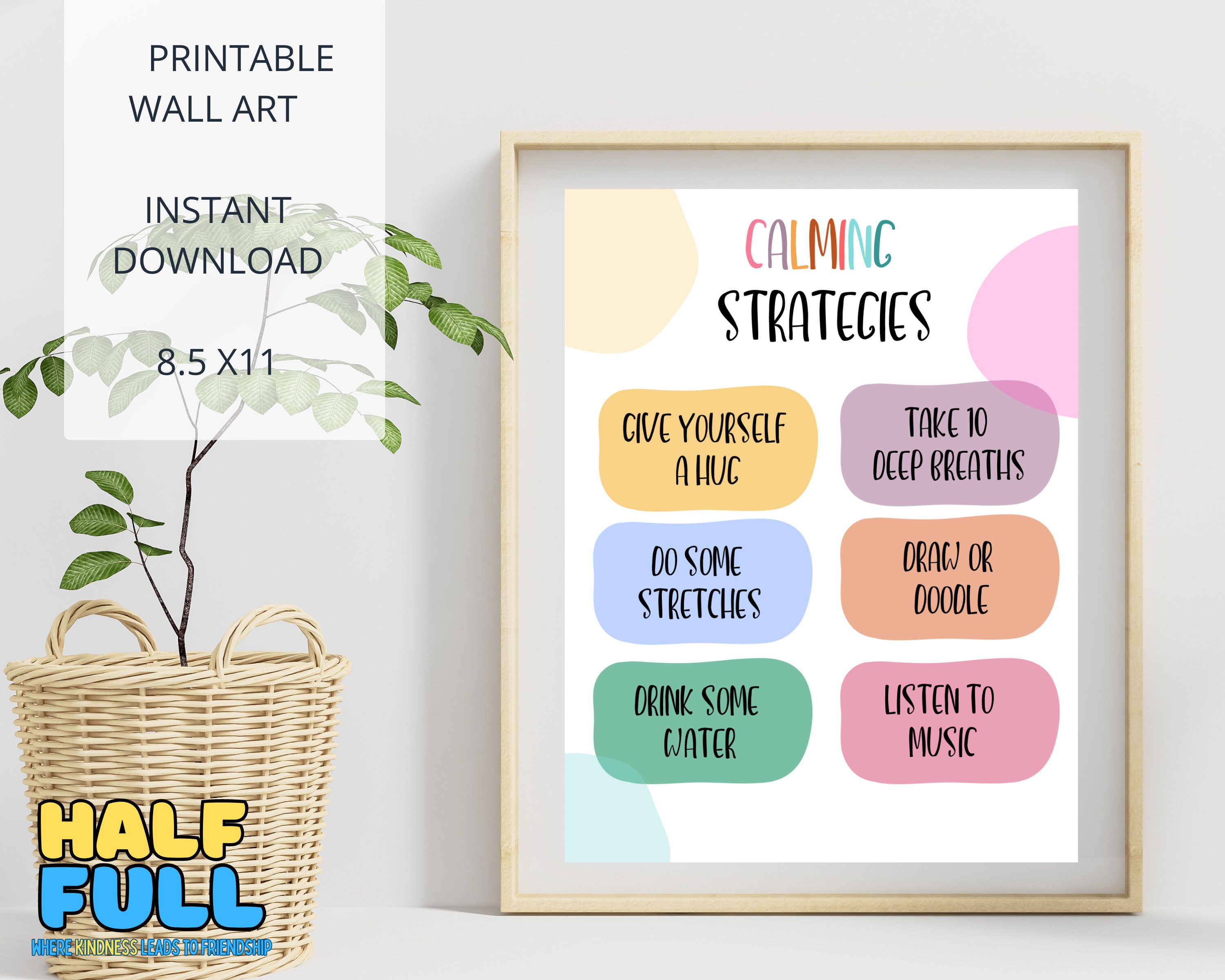 Calming Corner Strategies Poster Chart Therapy Office Decor Print ADHD ...