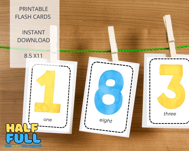 Printable Number Flash Cards Digital Download Instant - Etsy