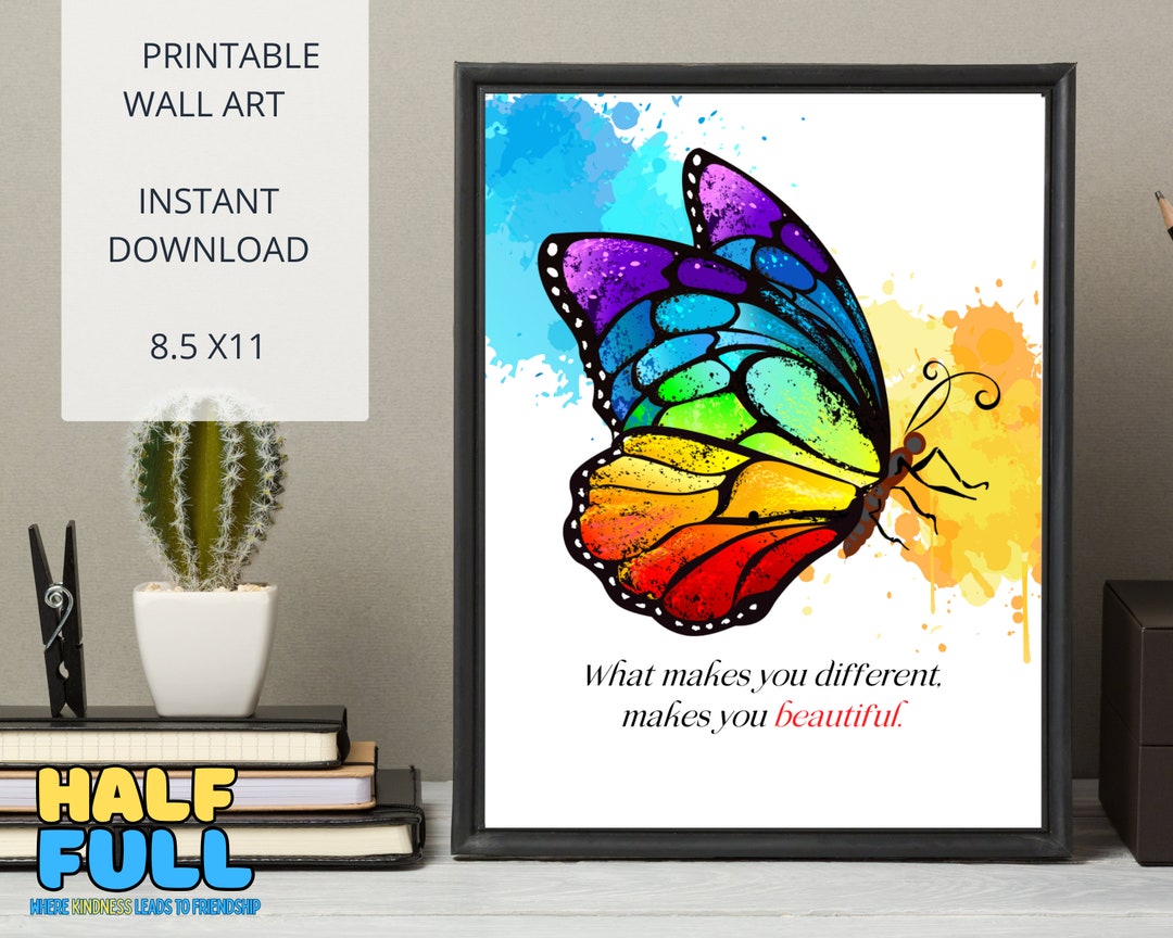 Rainbow Butterfly Poster, Neurodiversity Poster, ADHD Printable Vintage ...