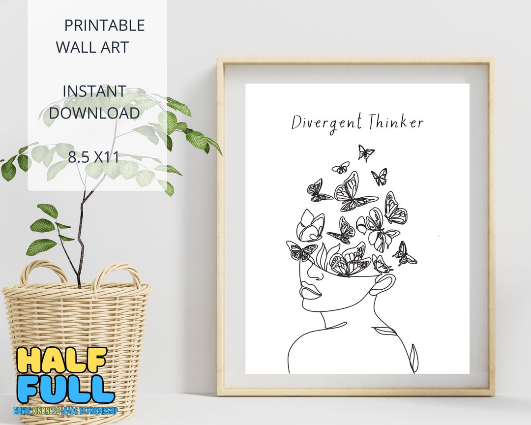 Neurodiversity Vertical Poster, Divergent Thinker Butterfly Brain ...