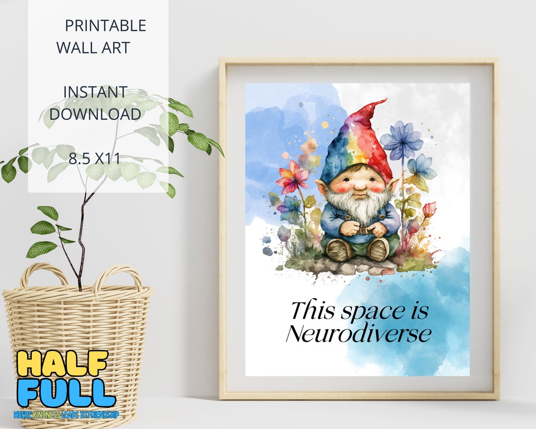 Neurodiversity Vertical Poster, This Space is Neurodiverse, Gnome Art ...