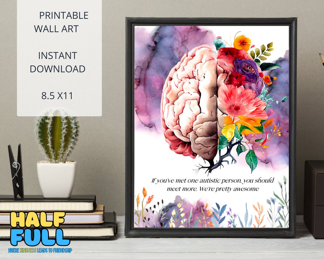 Neurodiversity Vertical Poster, We All Think Differently, Brain Art ...
