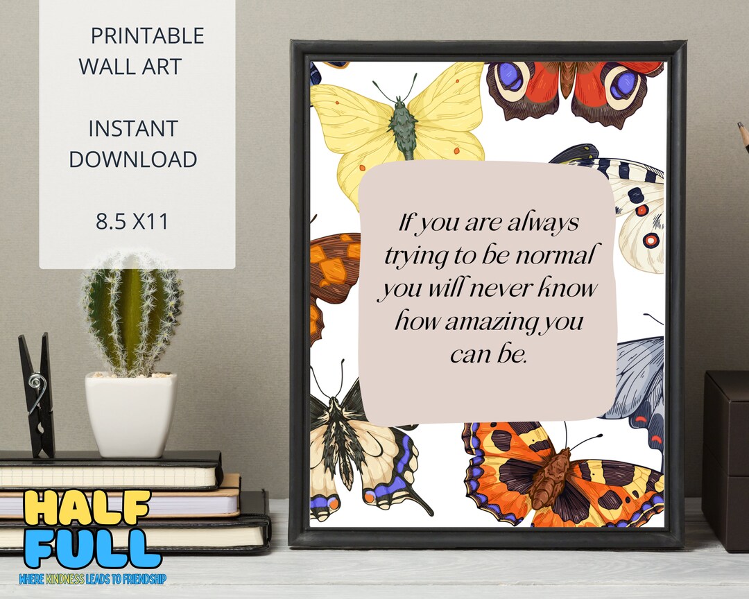 Rainbow Butterfly Poster, Neurodiversity Poster, ADHD Printable Vintage ...