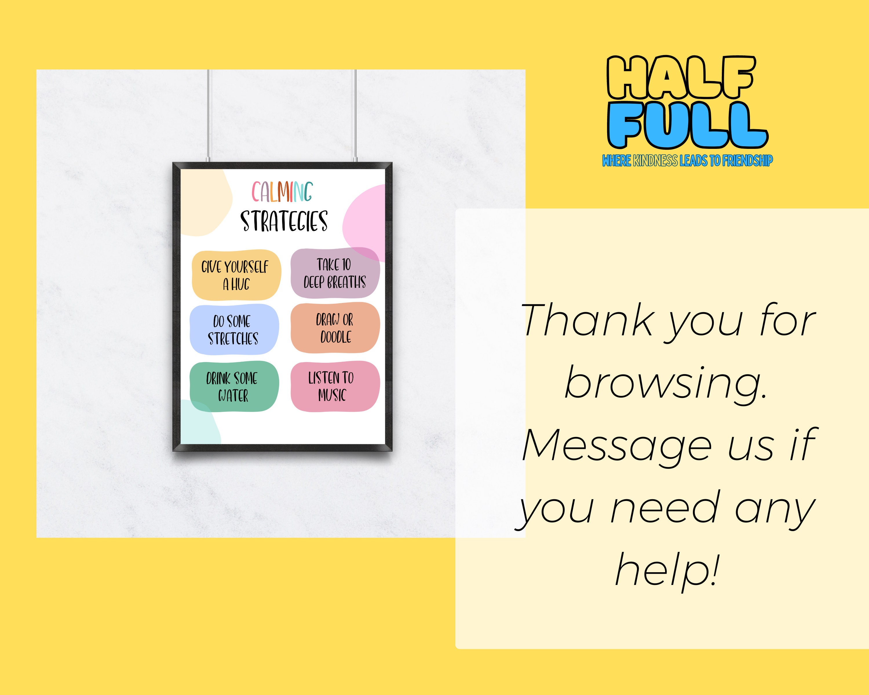 Calming Corner Strategies Poster Chart Therapy Office Decor Print ADHD ...